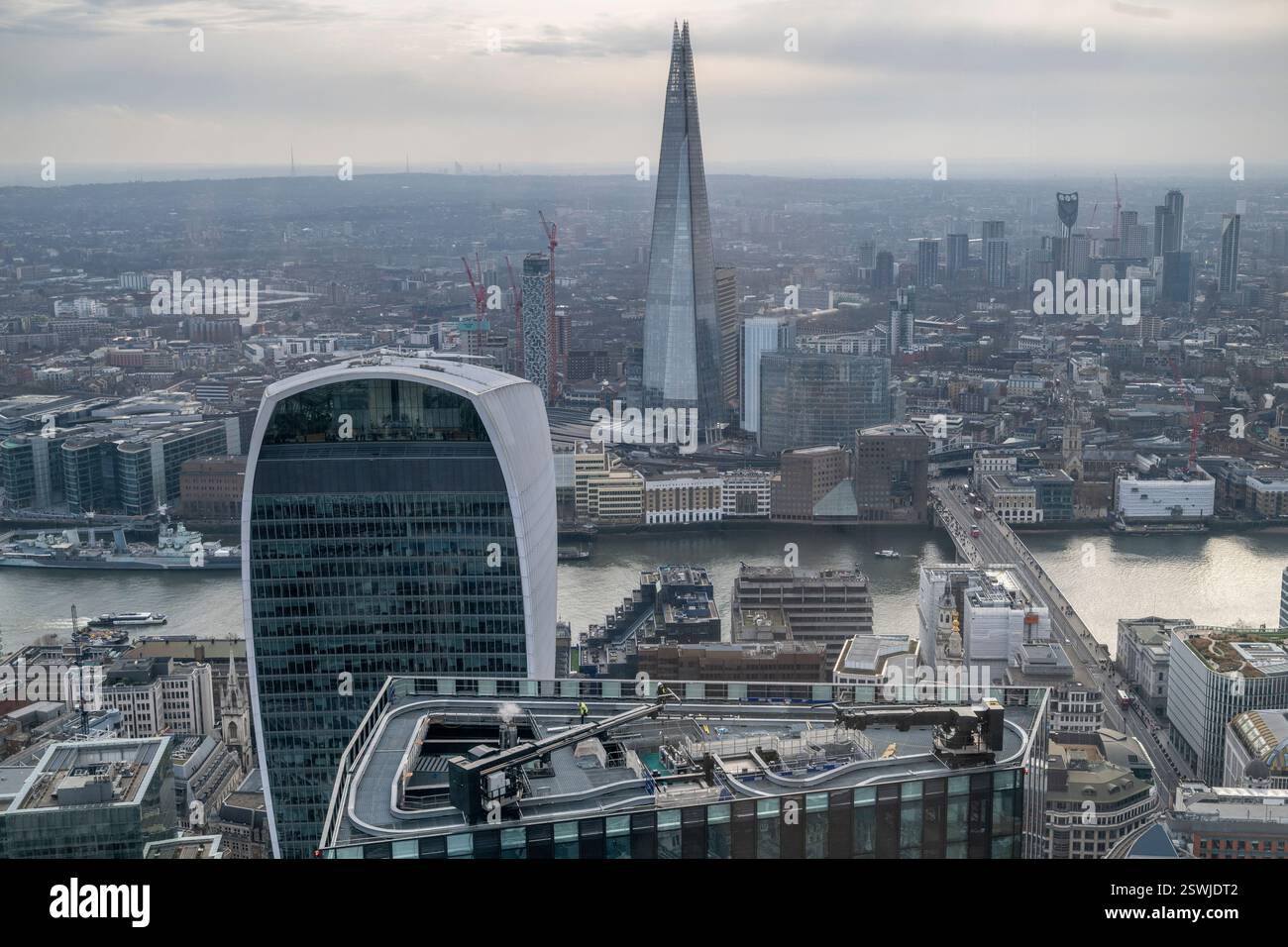 London, UK. 21 February 2025. The view south from the 50th floor of 8 ...