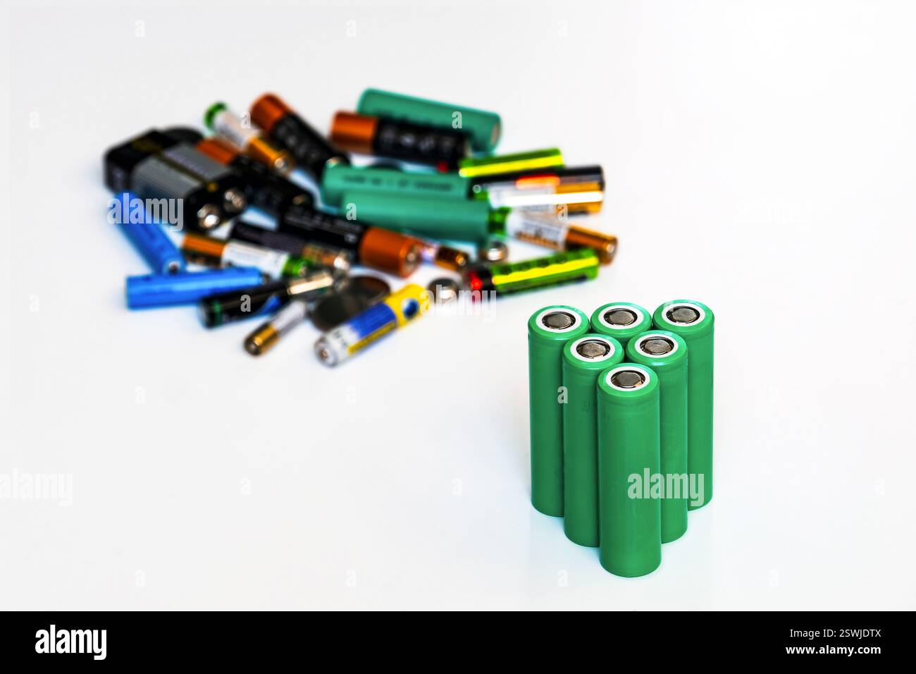 Modern lithium-ion battery contrasted with legacy NiMH and alkaline ...
