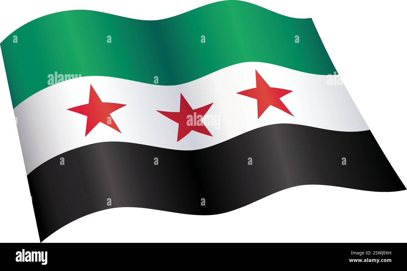 syrian flag of syria flying waving flowing silk icon vector isolated on ...