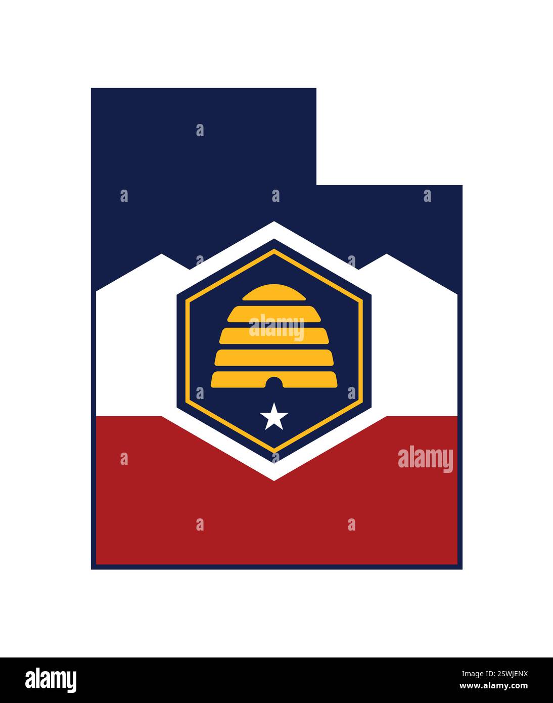 utah ut state shape map outline simplified with new state flag vector ...