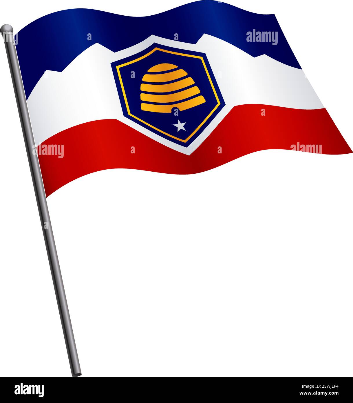 accurate correct new utah ut state flag flying waving flowing on ...