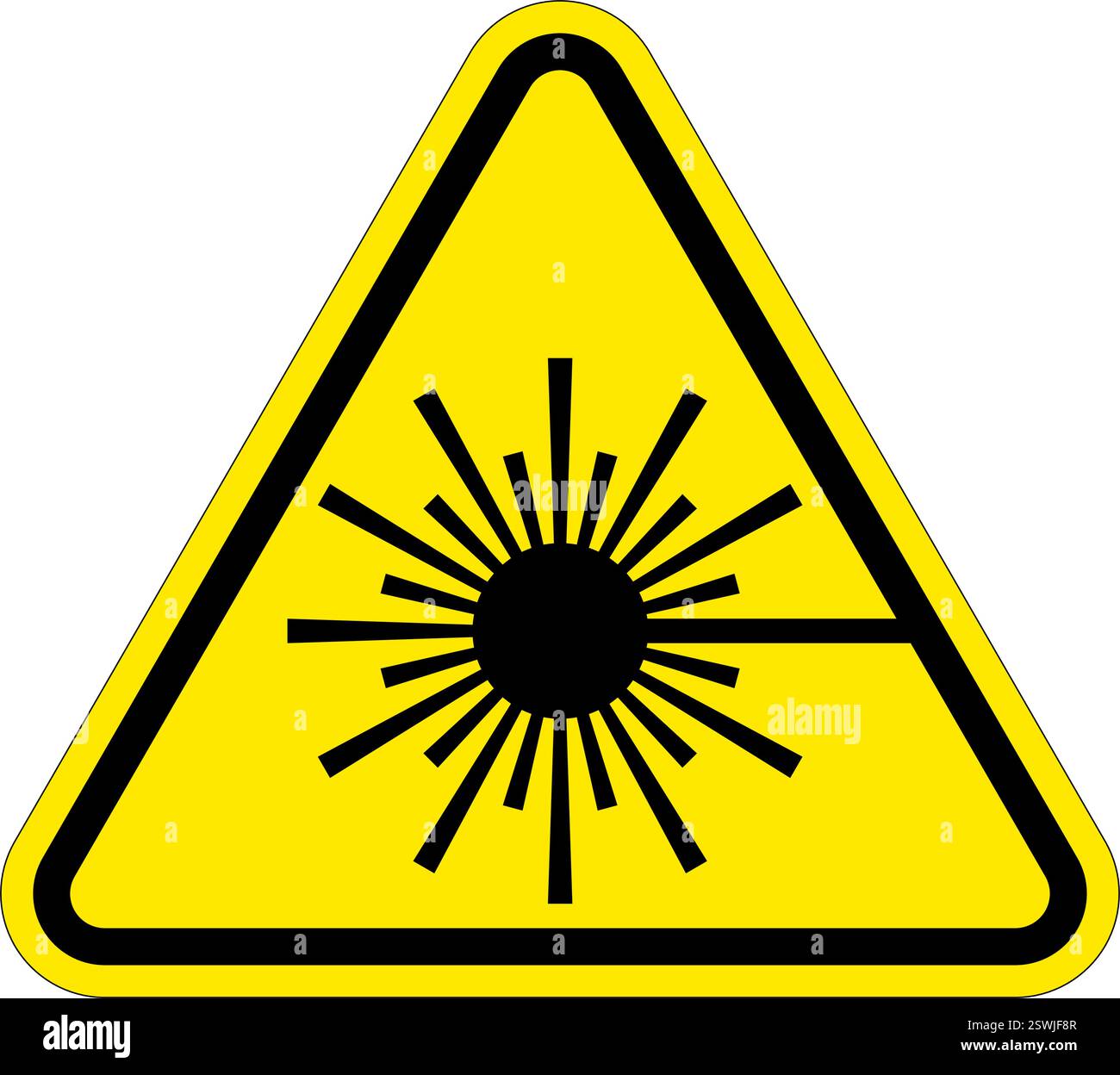 classic laser beam radiation hazard warning danger sign in yellow triangle symbol vector ...