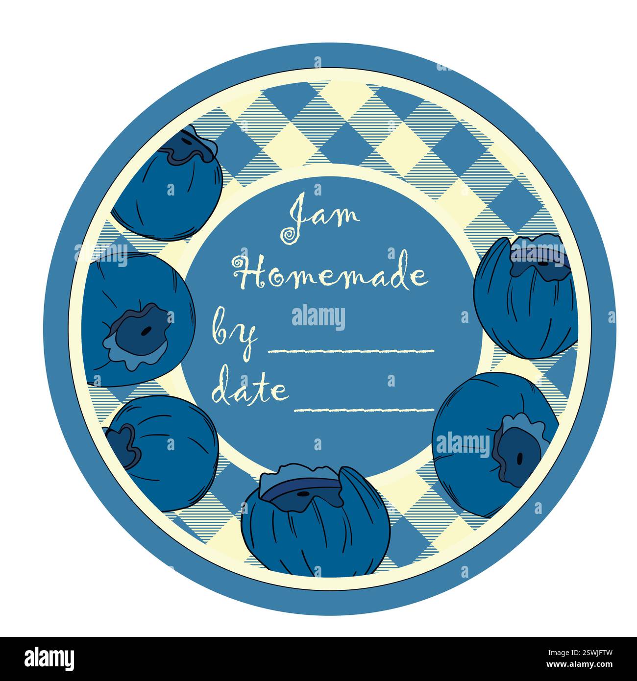 Template jam label design. Retro homemade label. Blueberry marmalade ...