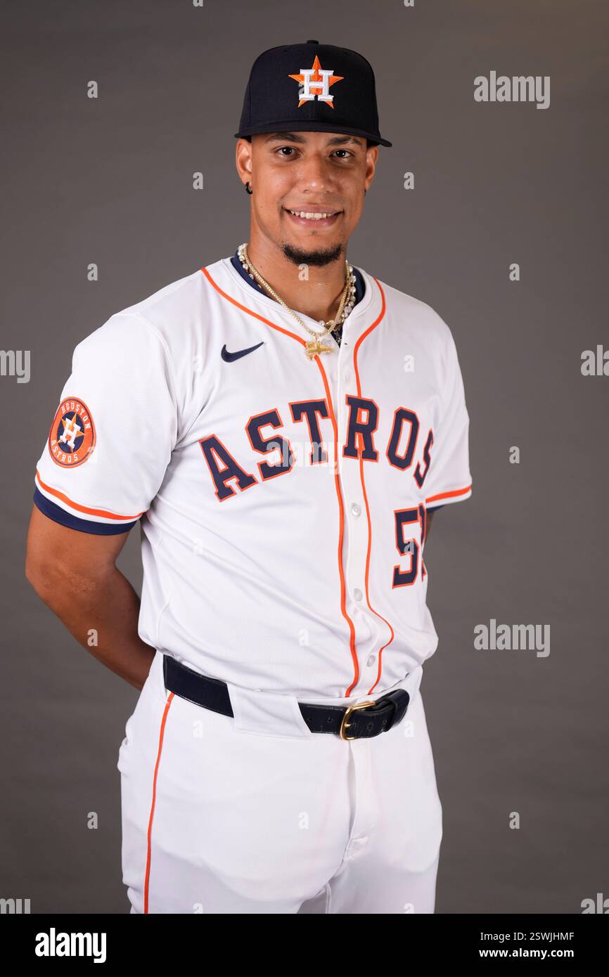 Houston Astros pitcher Bryan Abreu poses during photo day at the team's ...