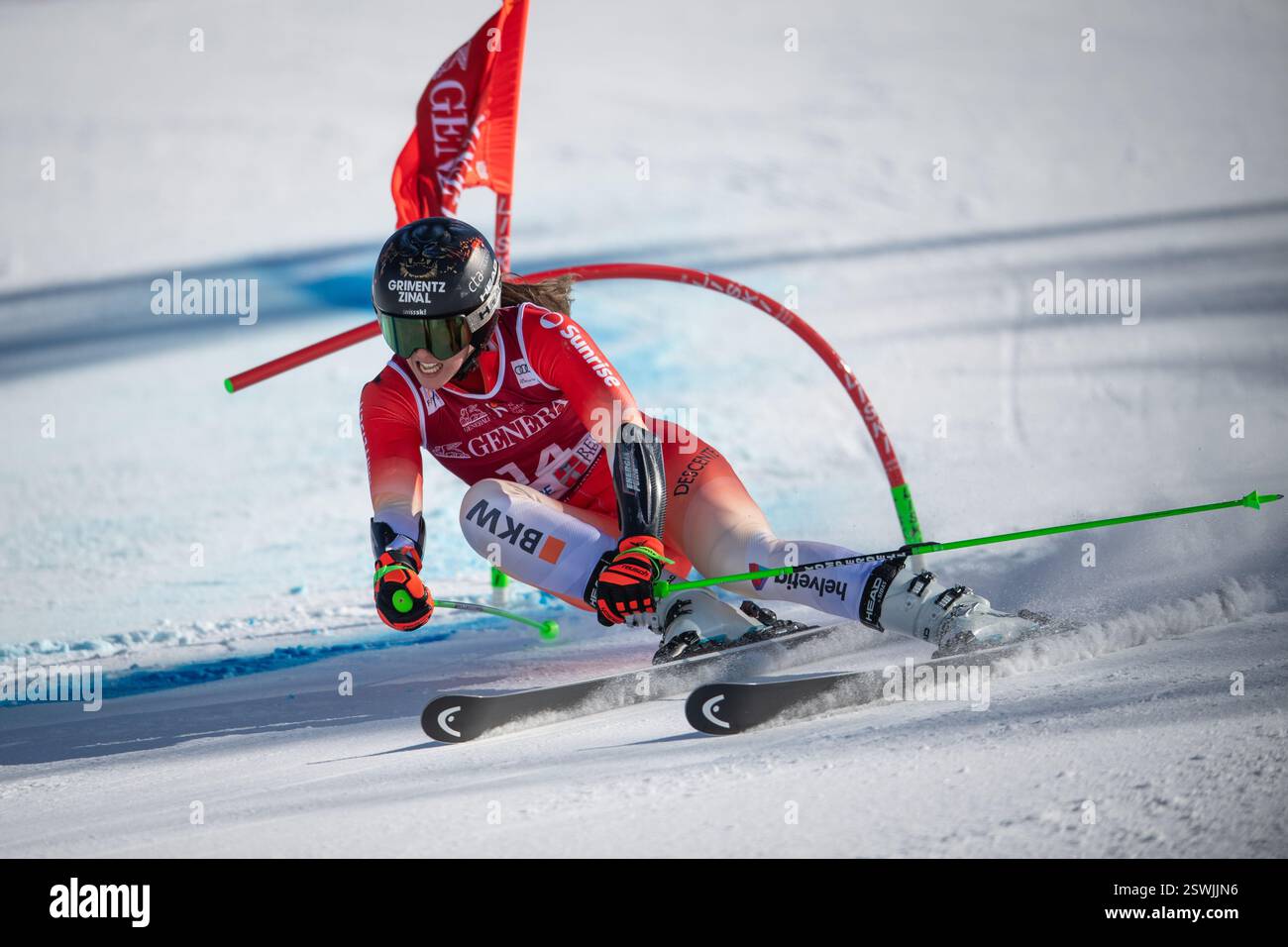 Suisse’s Camille Rast speeds down the course during an alpine ski ...