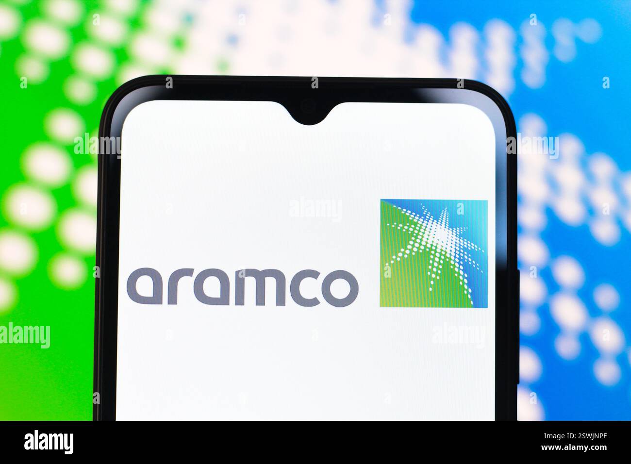 In this photo illustration, the Saudi Aramco (Saudi Arabian Oil Company ...