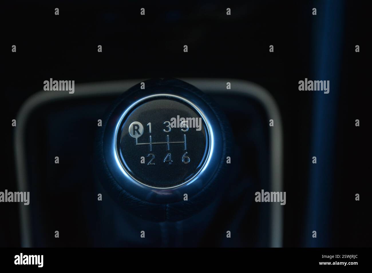 Close up of a manual car's gear stick Six speed transmission Stock ...