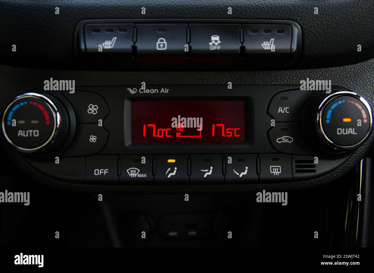 Car climate control panel display showing temperature settings Stock ...