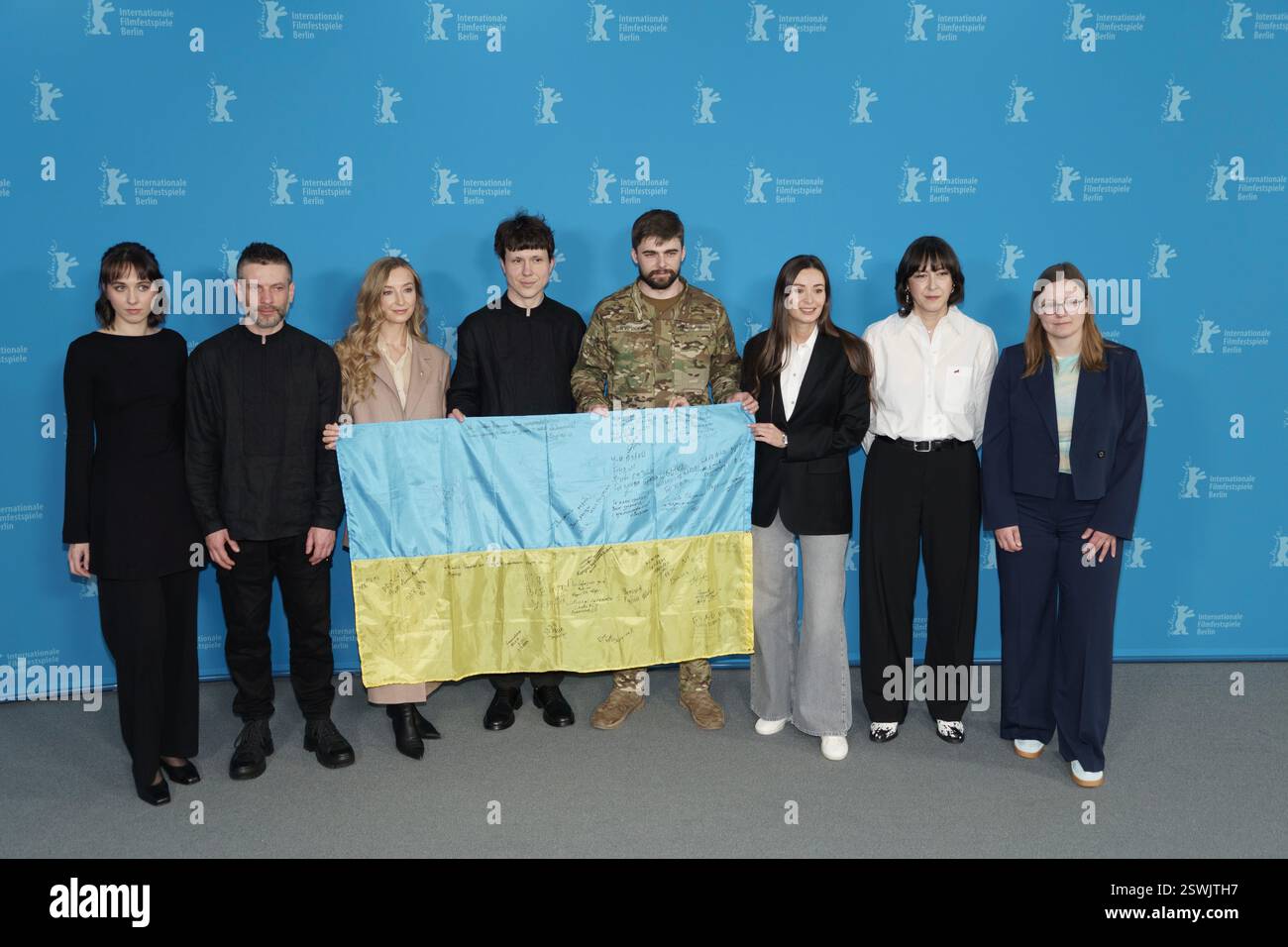 Ukrainian producers Olha Bregman (3L) and Natalia Libet (2R) and ...