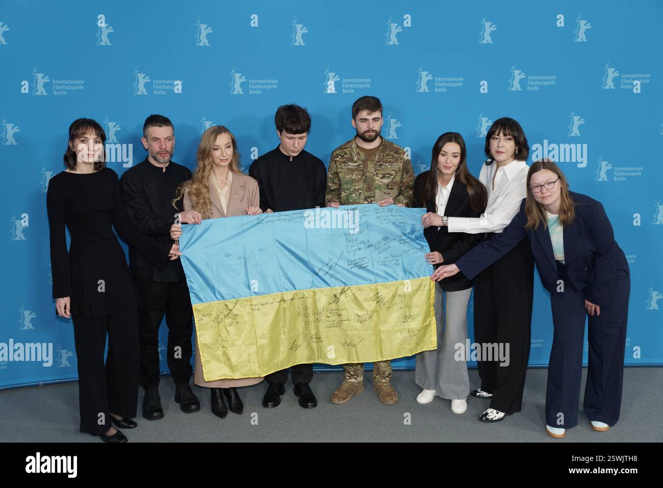 Ukrainian producers Olha Bregman (3L) and Natalia Libet (2R) and ...