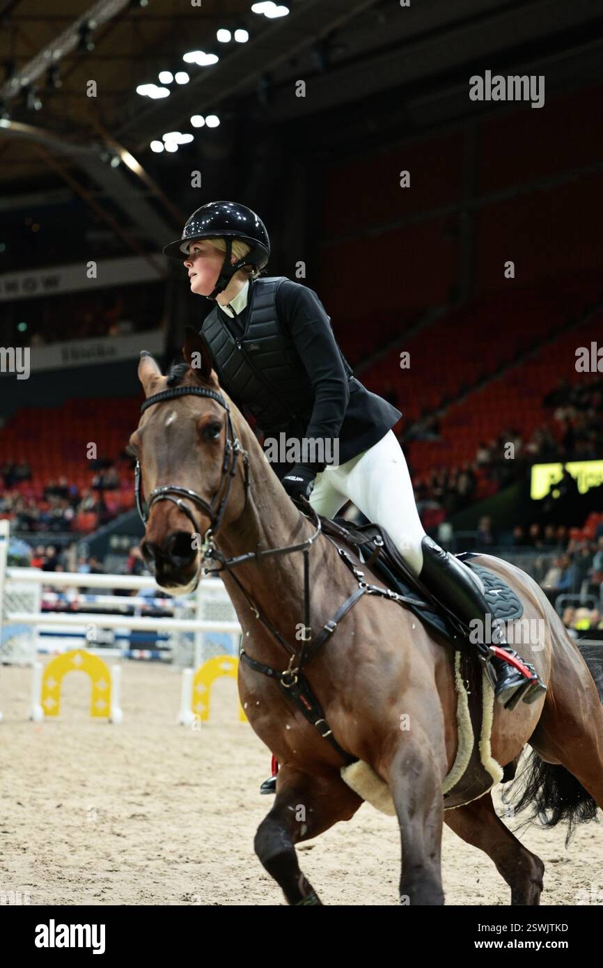 Linn Arvidsson of Sweden with Clark Kent HE during the Arena Youth Tour ...