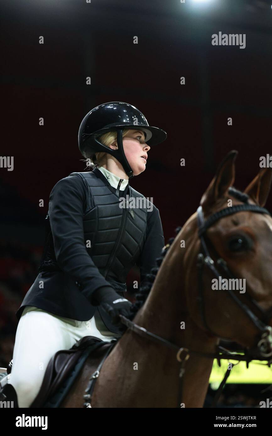 Linn Arvidsson of Sweden with Clark Kent HE during the Arena Youth Tour ...