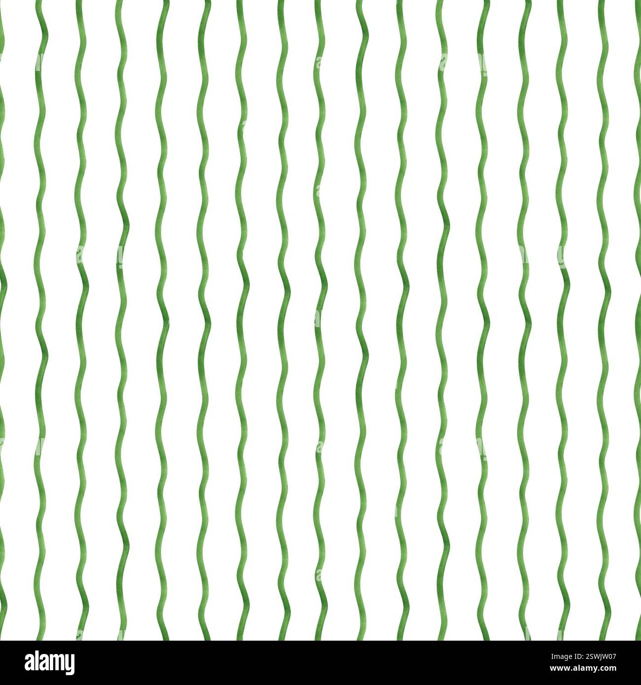 Green watercolor vertical wave stripes seamless pattern isolated ...