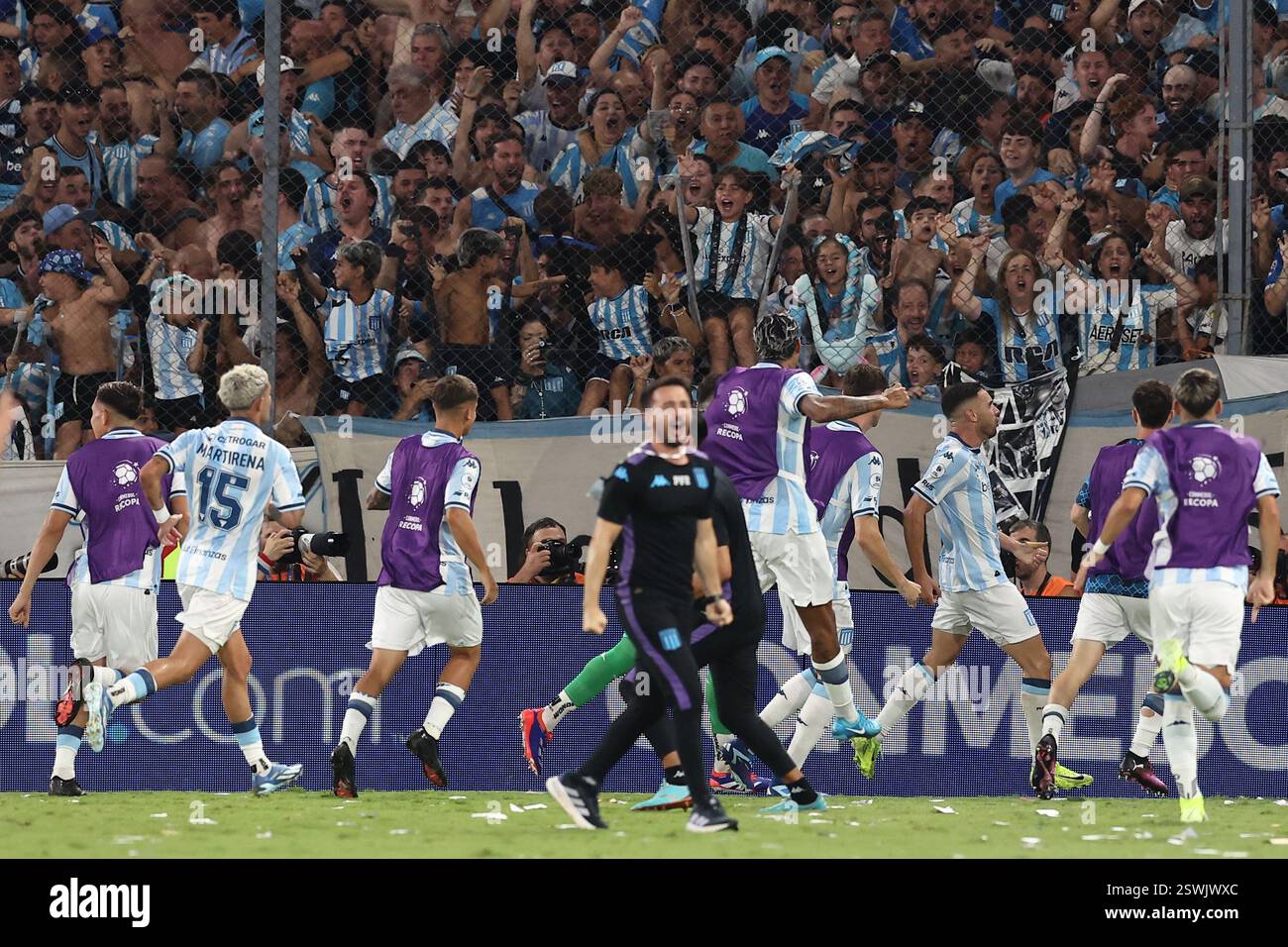 Argentina’s Racing Club forward Adrian Martinez (3rd-R) celebrates ...