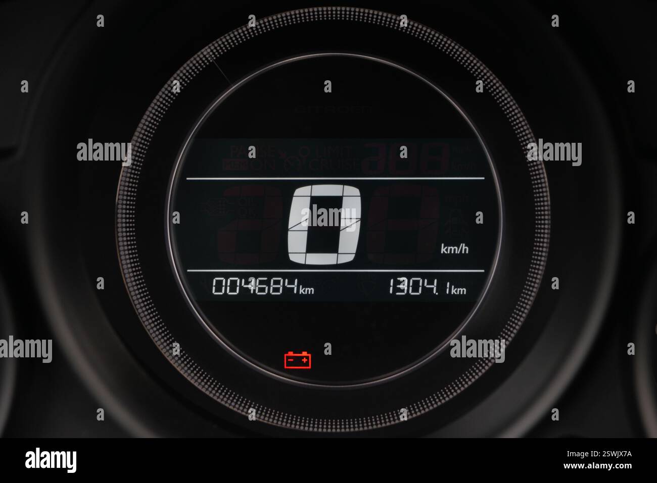 Close up of a car's digital speedometer displaying zero speed Odometer ...