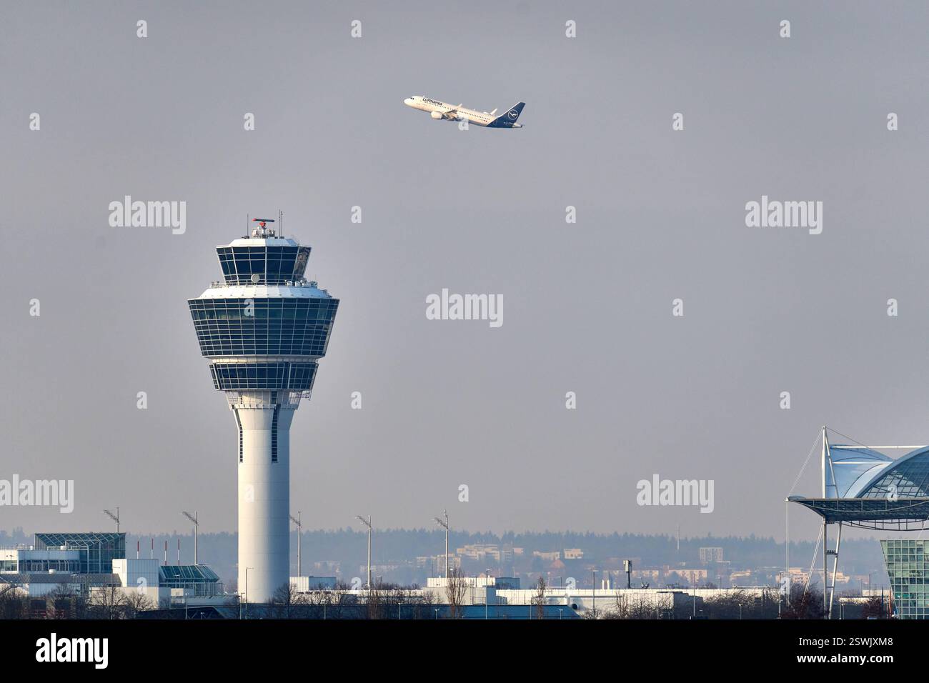 Munich, Bavaria, Germany - February 20, 2025: The control tower of ...