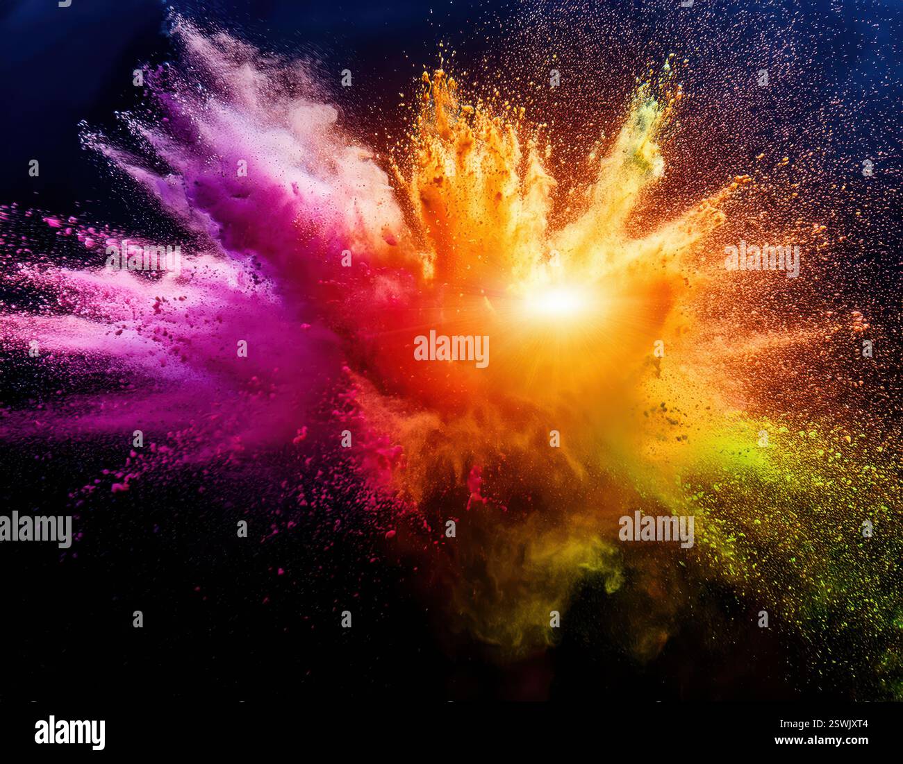 Colorful powder bursts radiate joy and energy during the Holi festival ...