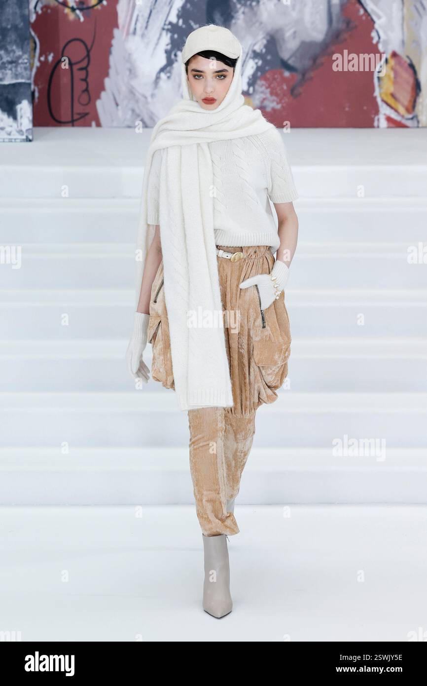 A model walks on the runway during the Paul Costelloe Ready to Wear ...