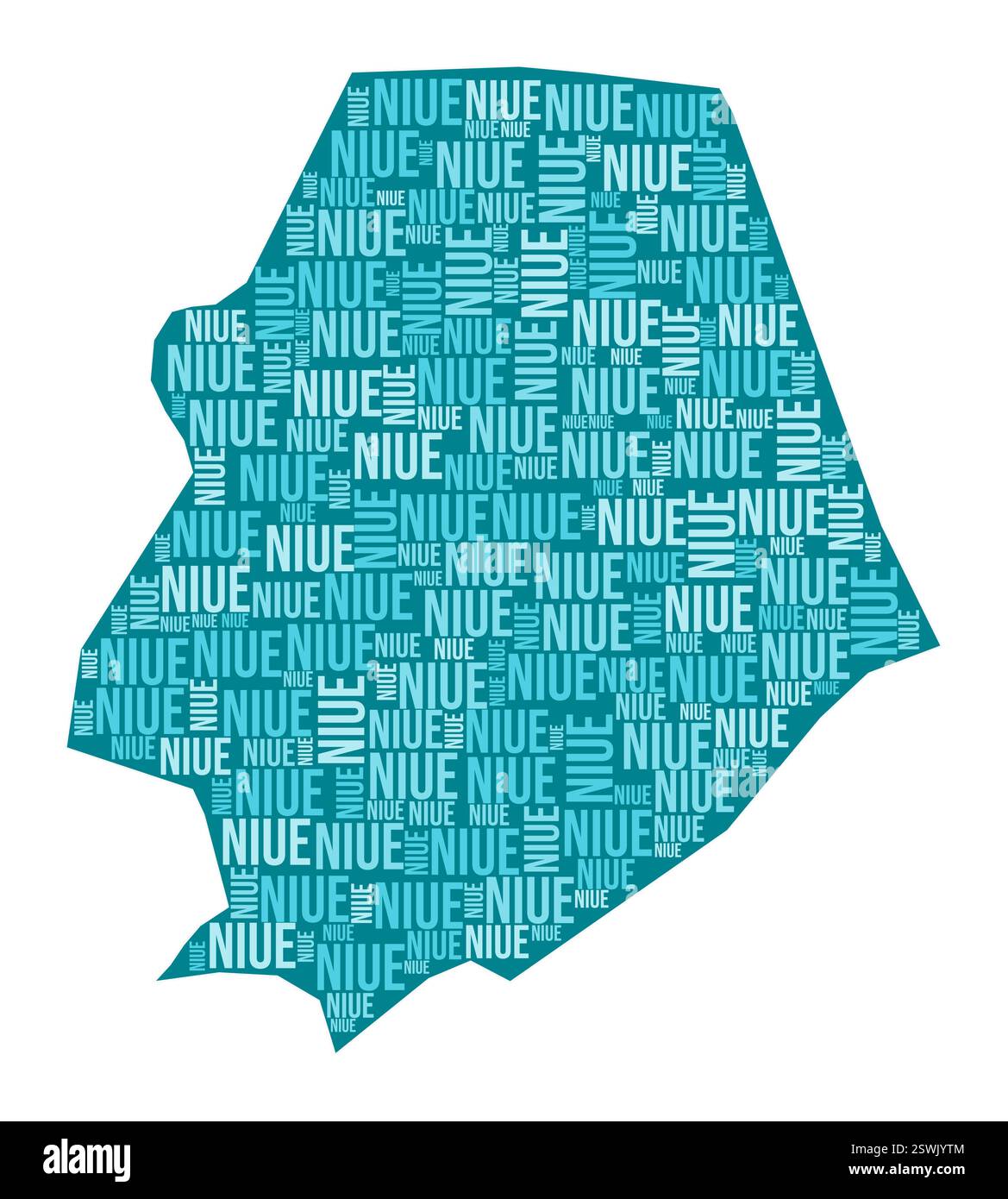 Niue shape. Country word cloud with region division. Niue colored ...