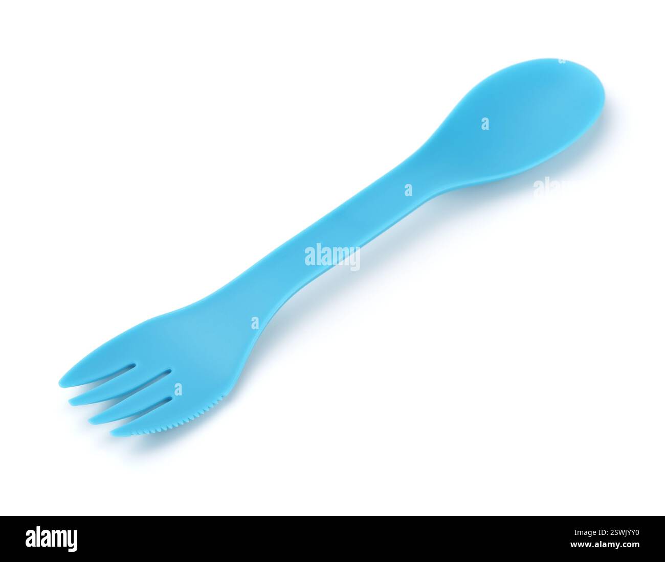 Blue plastic spork isolated on white Stock Photo - Alamy