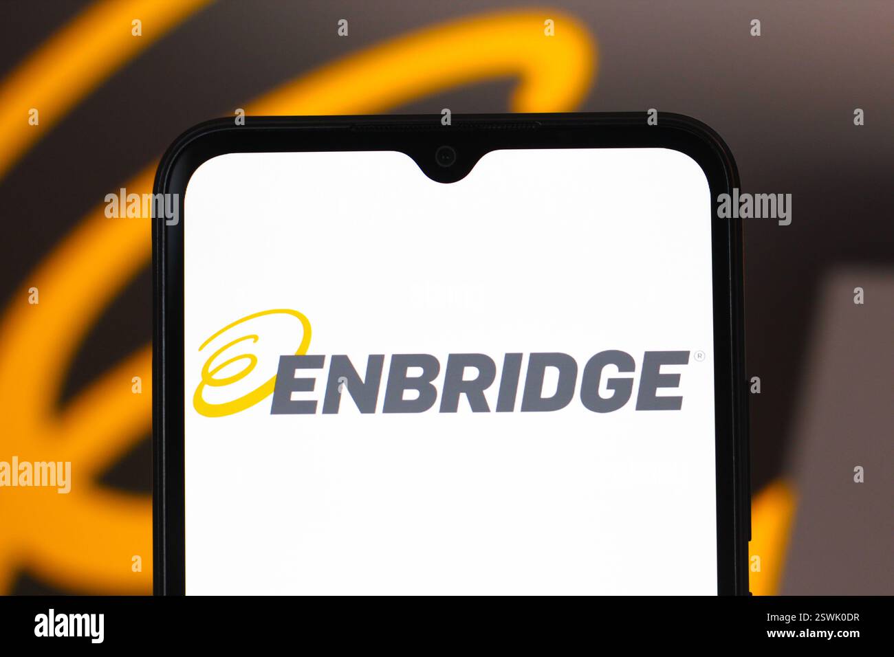 Canada. 21st Feb, 2025. In this photo illustration, the Enbridge logo is seen displayed on a ...