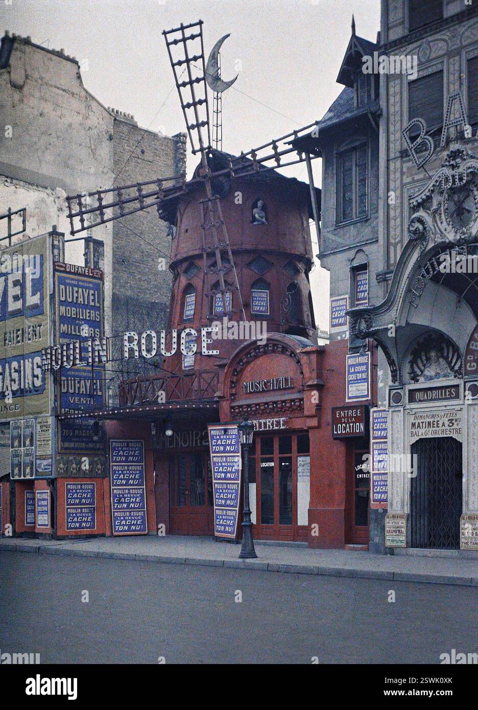 Le Moulin Rouge, Montmartre, Paris, 1914. Autochrome by Stephane Passet ...
