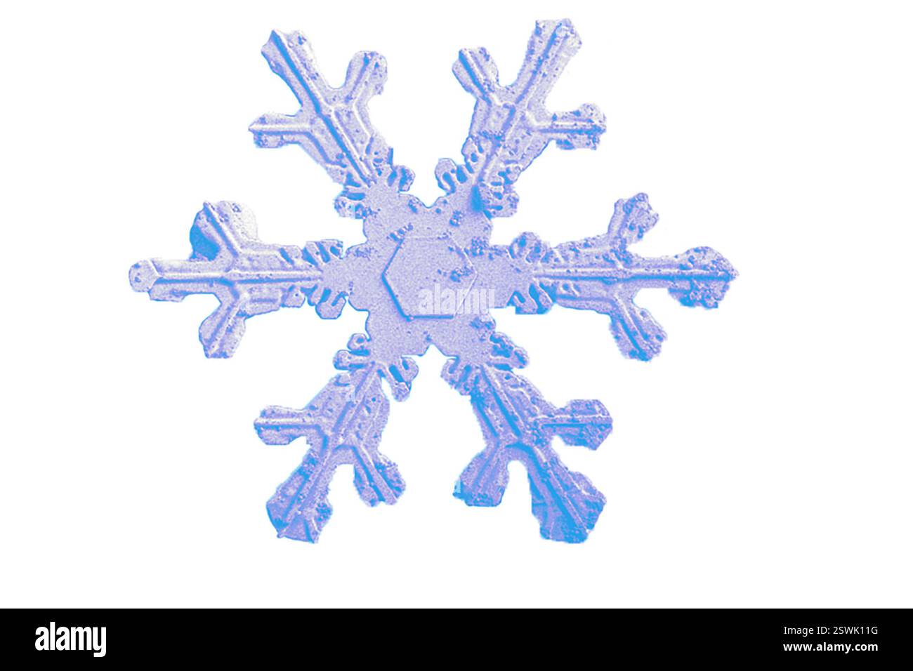 Snowflake in the form of an ordinary hexagonal dendrite. Image was ...
