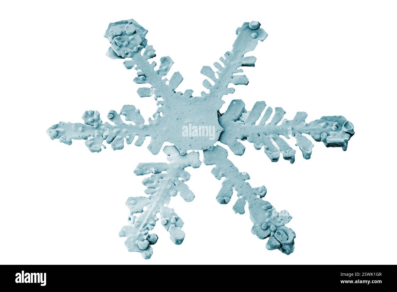 Snowflake in the form of an ordinary hexagonal dendrite. Image was ...