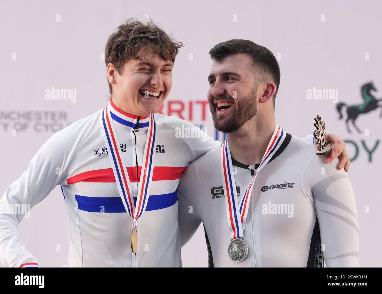 Gold Medalist Matthew Robertson and Silver Medalist Callum Deboys on the podium for the Men's ...