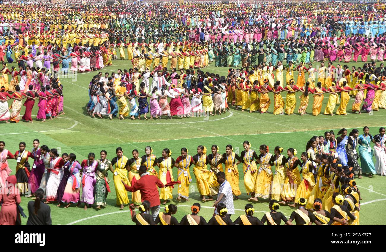 Guwahati, Guwahati, India. 21st Feb, 2025. Tea tribes youth perform ...