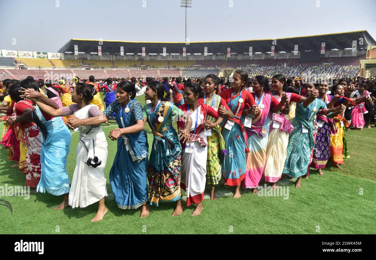 Guwahati, Guwahati, India. 21st Feb, 2025. Tea tribes youth perform ...