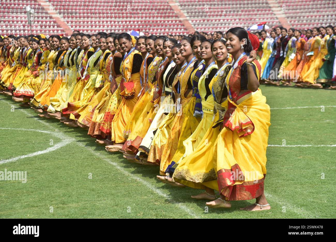 Guwahati, Guwahati, India. 21st Feb, 2025. Tea tribes youth perform ...