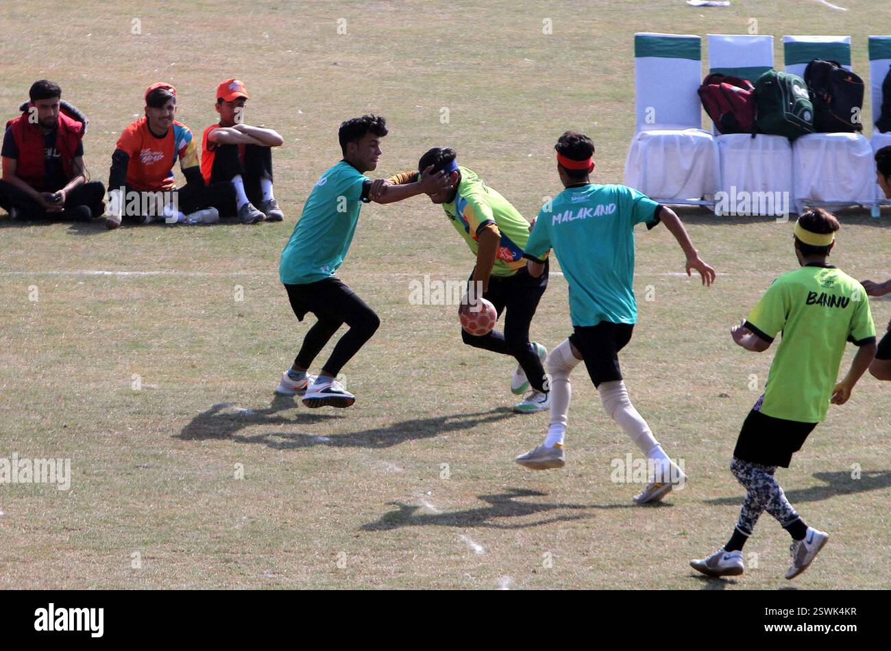Players take part in handball game during the KP Games 2025 organized ...