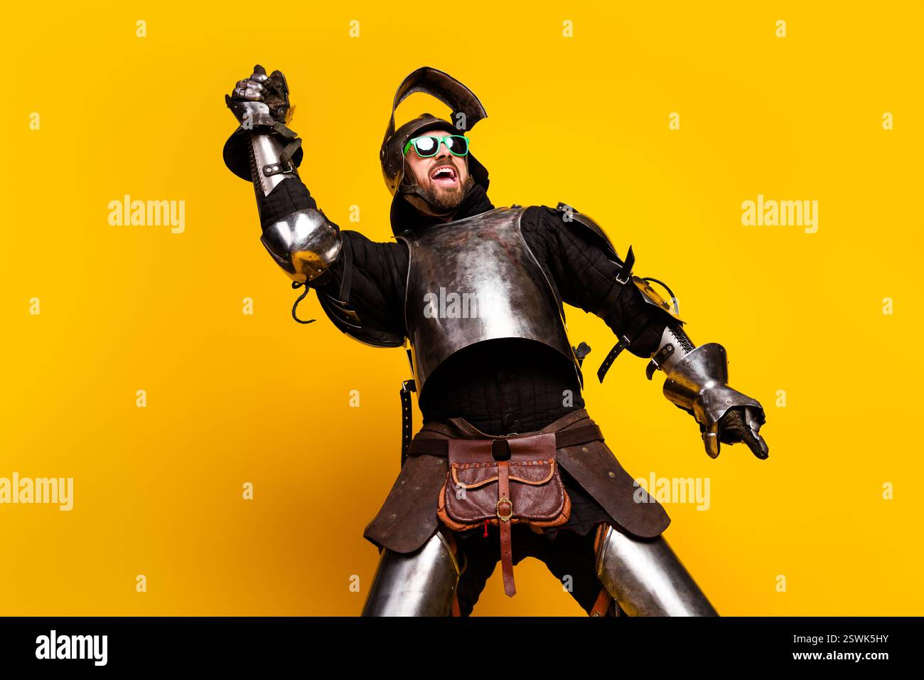 Portrait of a young man in medieval knight armor, combining historical ...