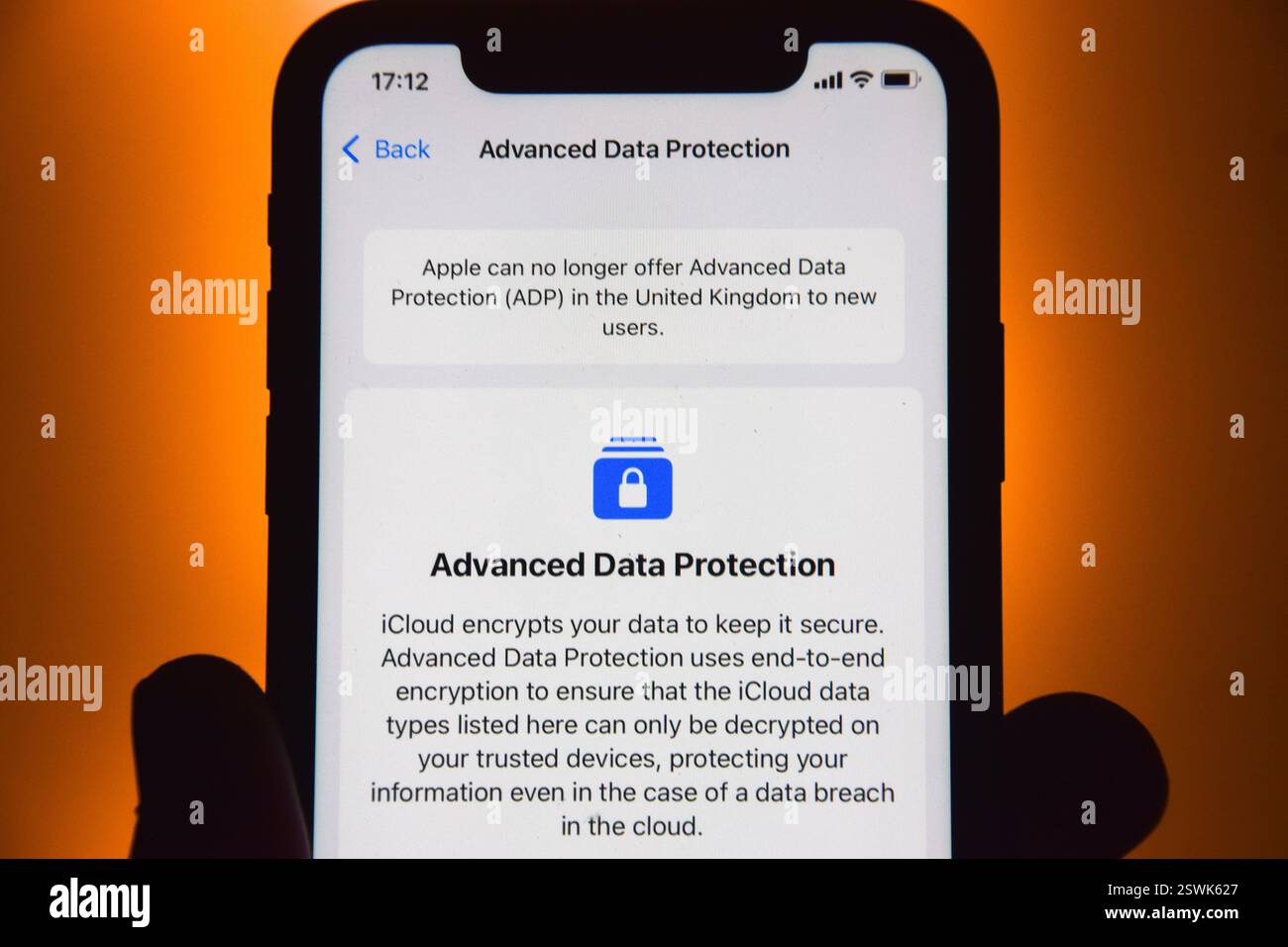 London, UK. 21st February 2025. An iPhone displays that ADP is not ...