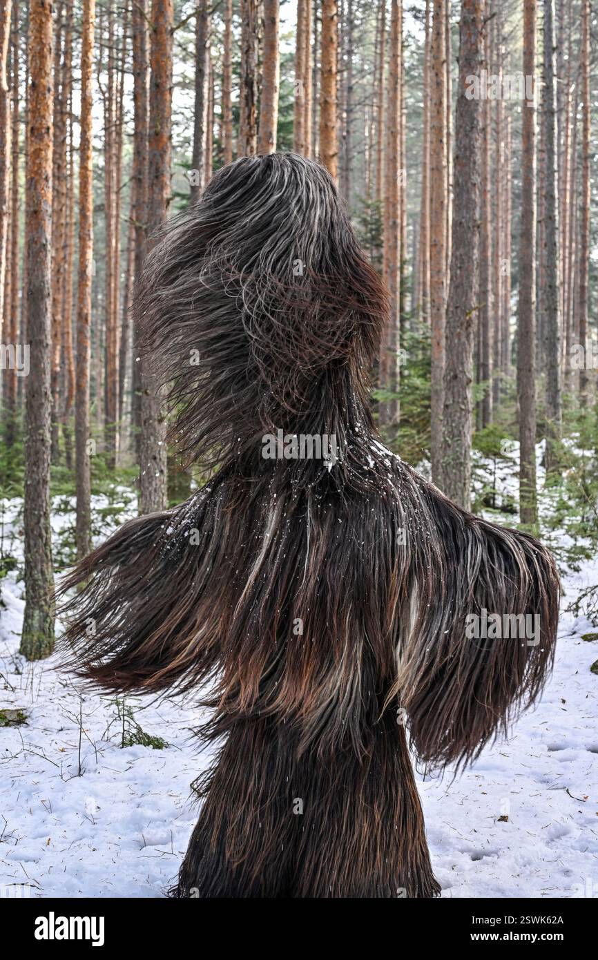 Traditional Kukeri performers dressed in thick long hair goat fur ...