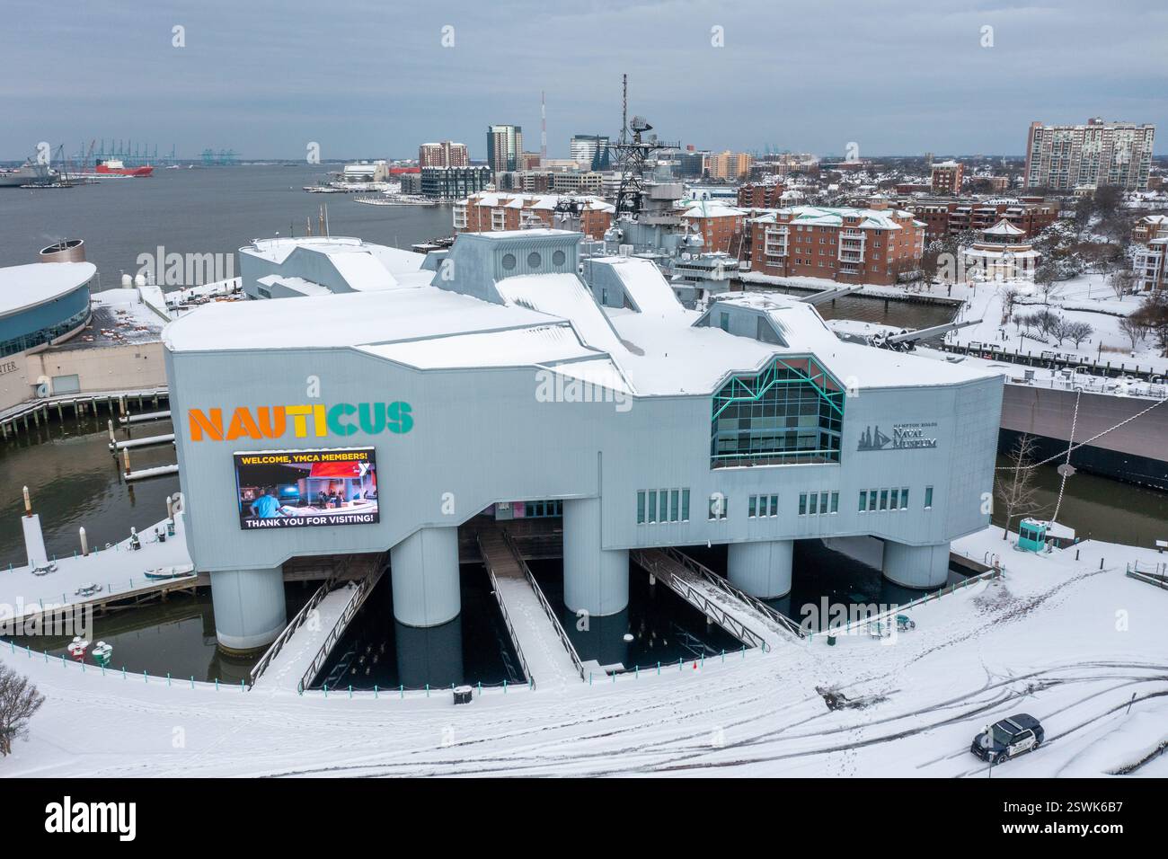 Norfolk Virginia - February 18 2025: Aerial View of Nauticus Museum in ...