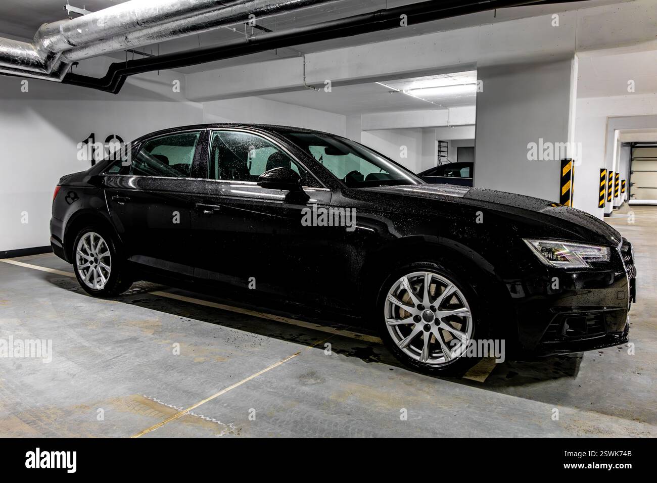 Black limousine, luxury limousine parked in underground garage, car ...