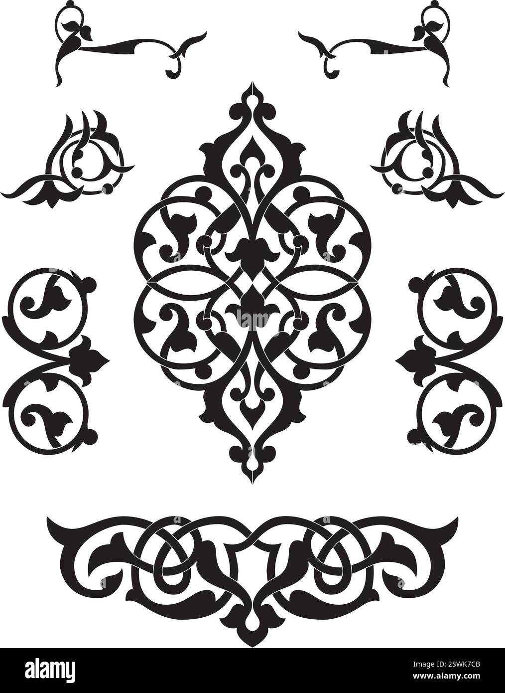 Arabesque vector set for design. Arabesque decor black on white ...