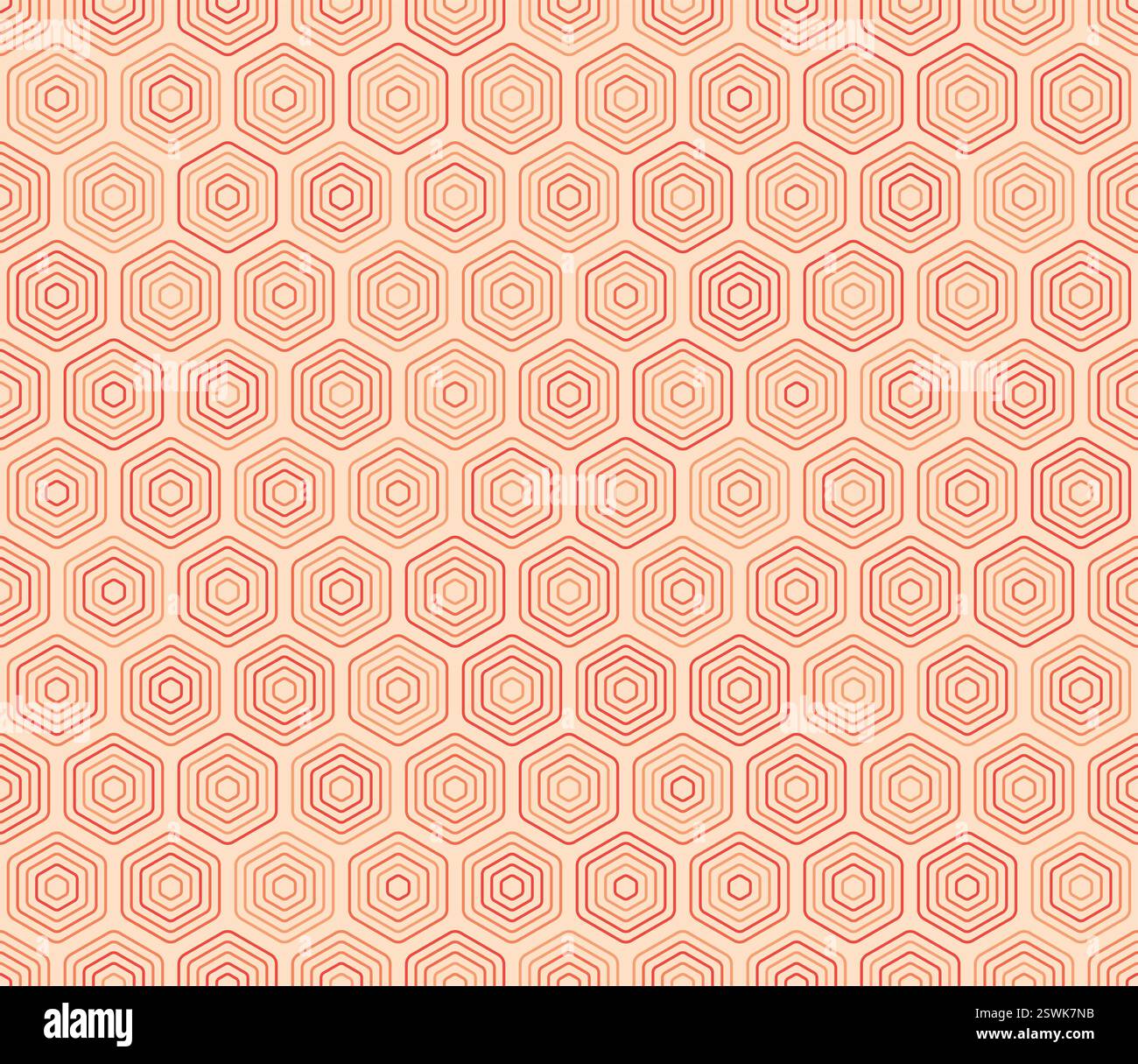 Tileable hexagon background. Rounded stacked hexagons mosaic cells. Red color tones. Hexagonal ...