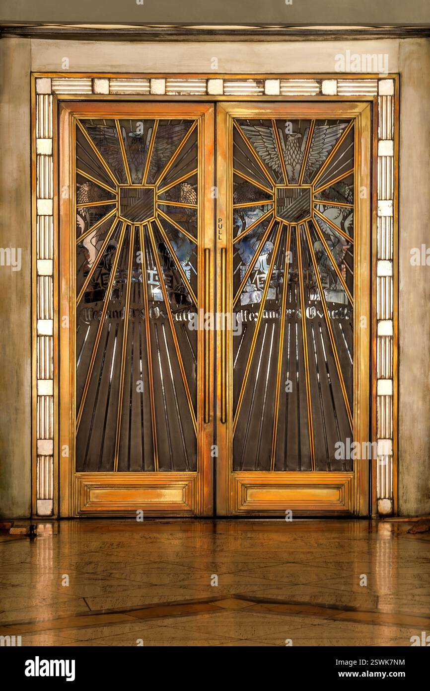 Entrance door of the Oviatt building in Los Angeles, California Stock ...