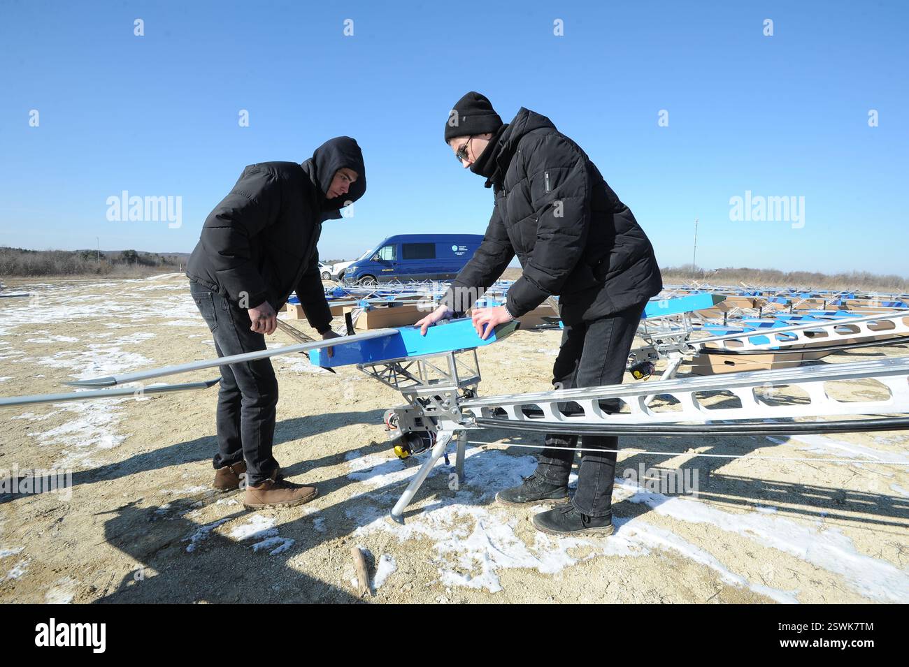 Lviv, Ukraine 21 feb 2025. Besomar interceptor drones are seen ...