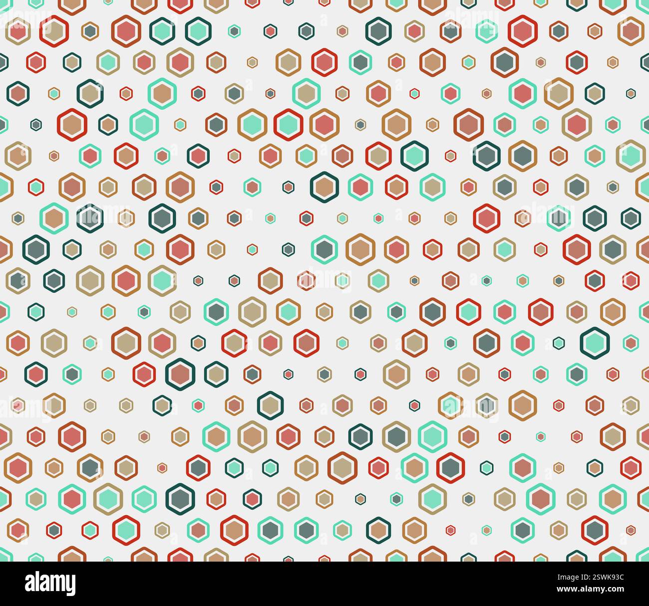 Abstract mosaic background. Multicolored geometric elements of varied size. Bold rounded hexagon ...