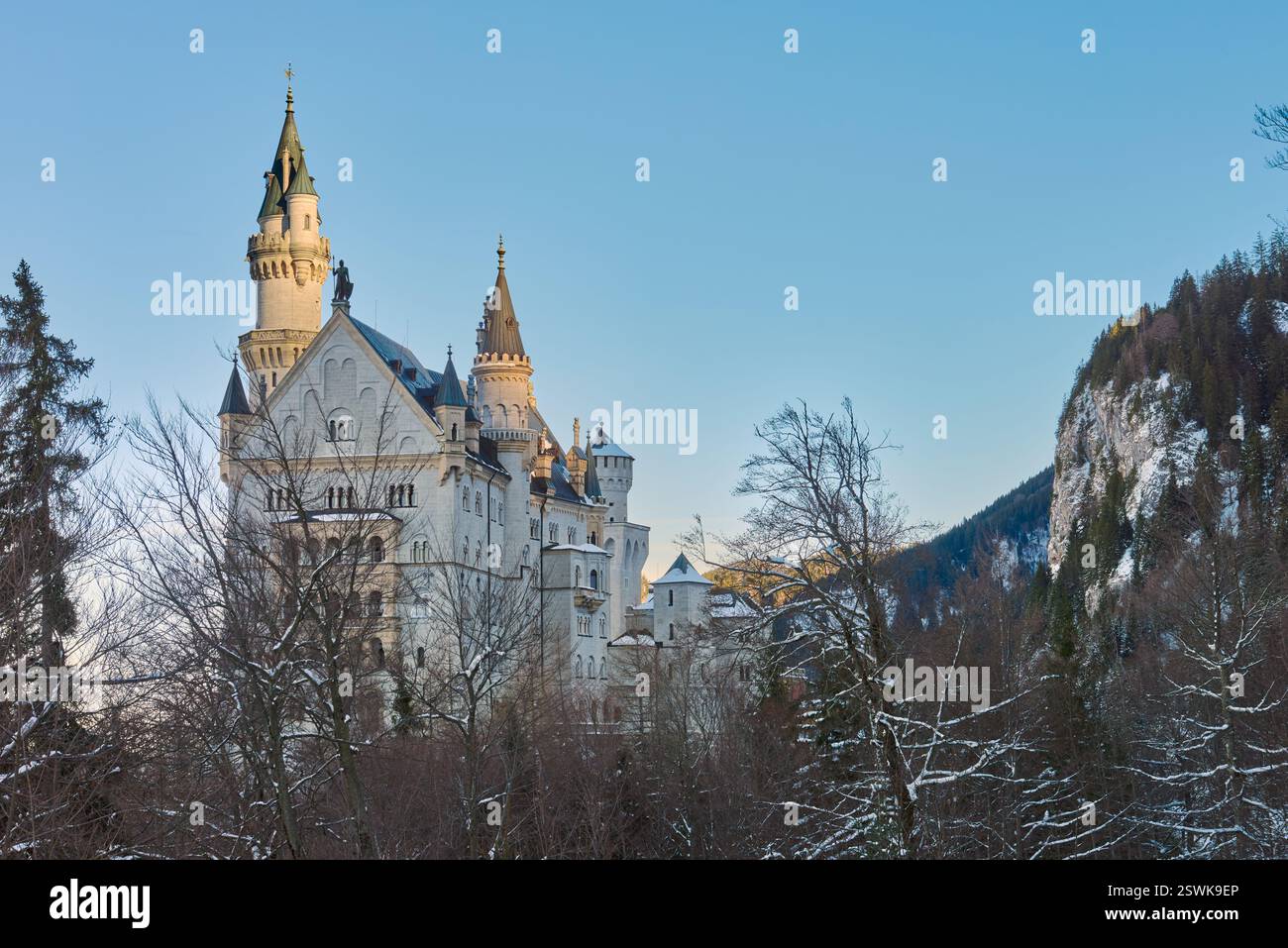 Fairytale Castle Nestled in Snowy Alpine Landscape Enchanting Winter ...