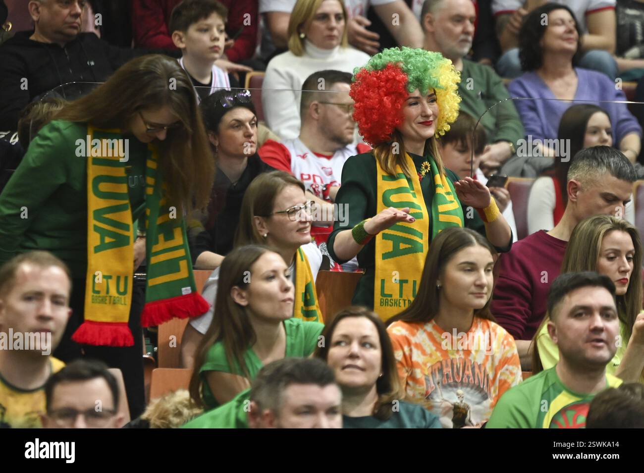 Katowice, Poland. 21st Feb, 2025. Lithuanian fans during the FIBA ...