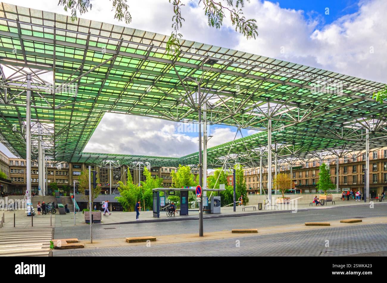 Amiens, France, July 3, 2023: railway station building Gare du Nord ...