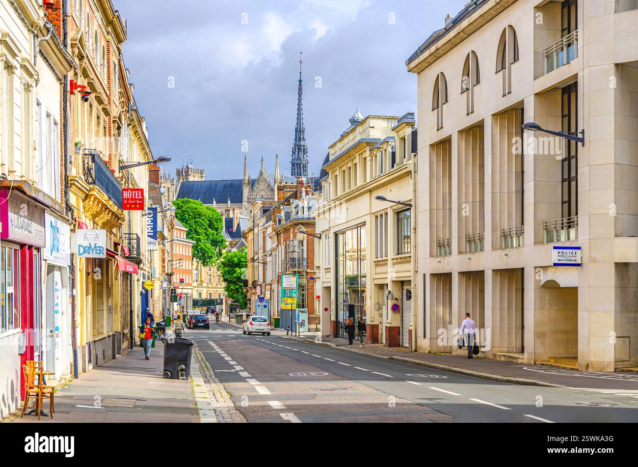Amiens, France, July 3, 2023: street view of historical city centre ...