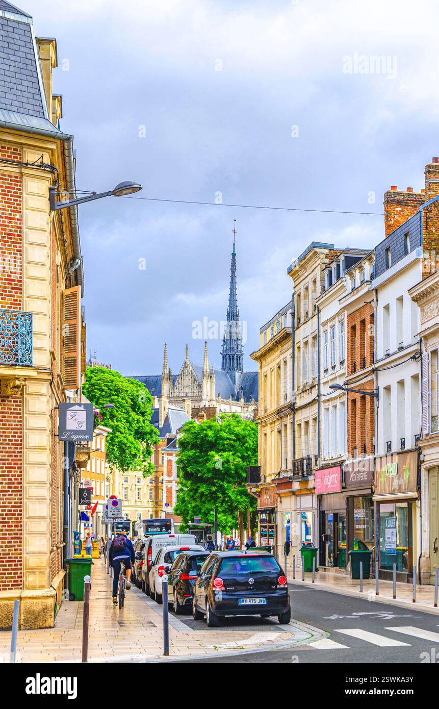 Amiens, France, July 3, 2023: street view of historical city centre ...