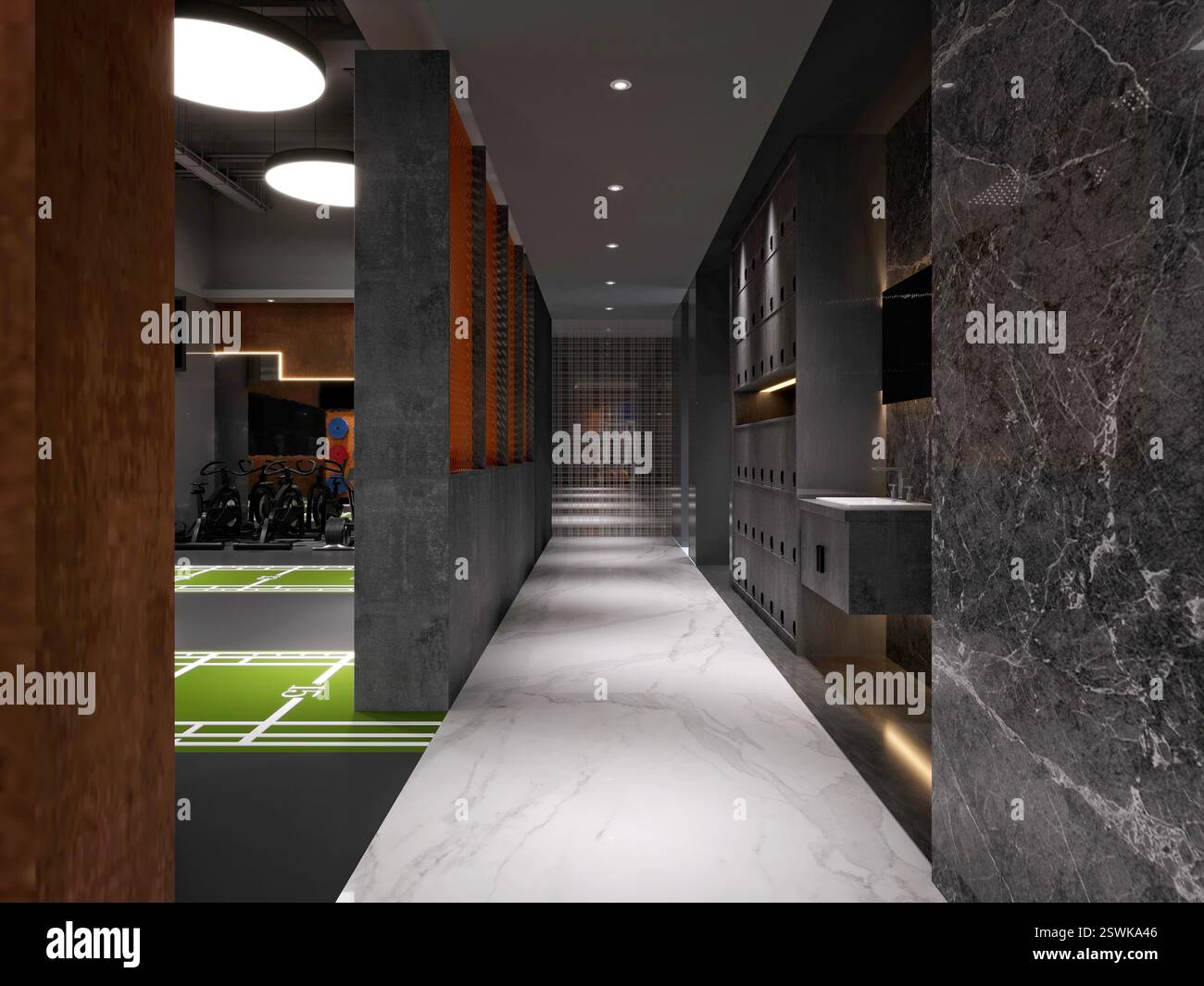 3d render club house interior Stock Photo - Alamy