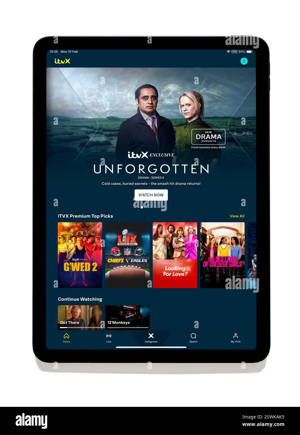 The ITVX app on an iPad Stock Photo - Alamy